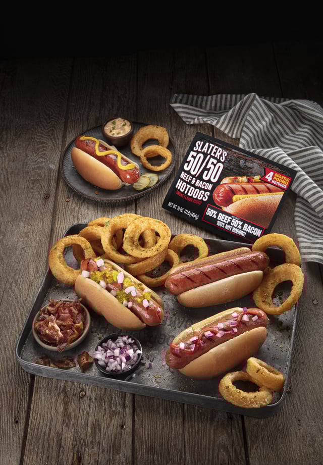 Slater’s 50/50 Beef & Bacon Hotdogs | Progressive Grocer Slater’s 50/50 Beef & Bacon Hotdogs | Progressive Grocer